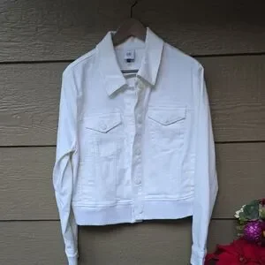 CAbi | Jackets & Coats | Cabi White Denim Everyday Button Down Jacket ...